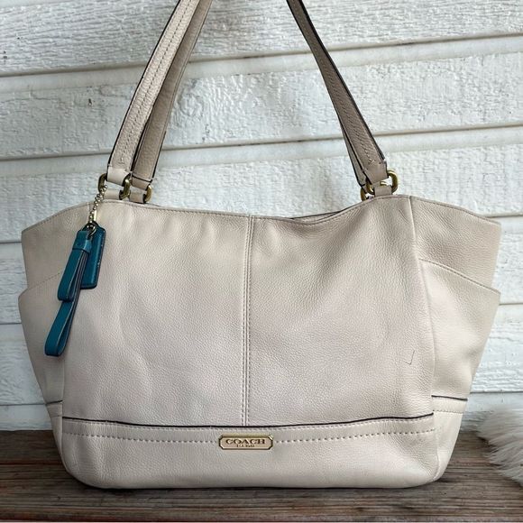 Coach | Bags | Coach Ivory Leather Satchel Park Tote Shoulder Bag 23284 ...